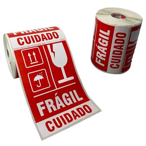 1 Rolo Etiqueta Adesiva Cuidado Frágil Seta 100x150 250 Un