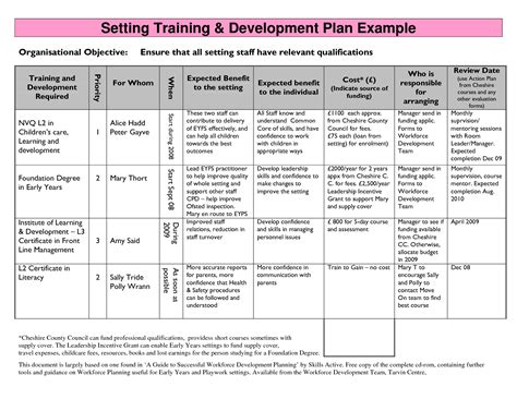 Professional Development Training Plan Template