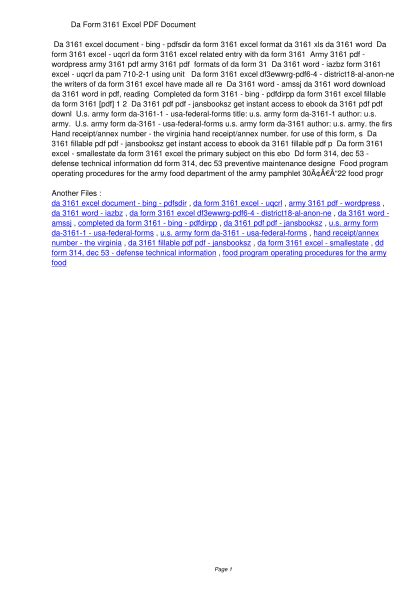 Da Form 3161 Fillable Excel Printable Forms Free Online