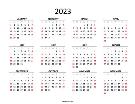 Free Printable Year At A Glance Calendar 2022 2023 At A Glance