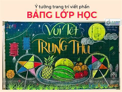 Khéo tay hay vẽ Những mẫu trang trí bảng lớp học Trung thu bằng phấn