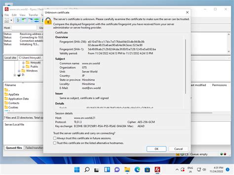 Fedora 38 Vsftpd Over SSL TLS Server World