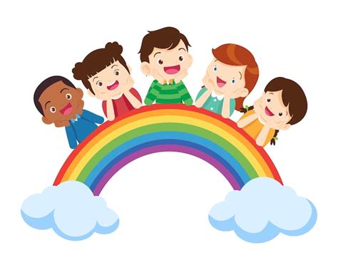Profesor feliz con niños y niñas aprendiendo o estudiando niños con