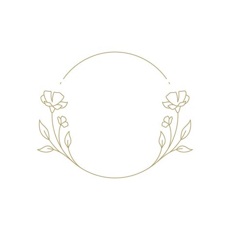 Elegante flor floral círculo marco boda línea romántica art deco
