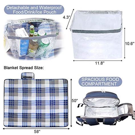 Sunflora Sac à dos de pique nique pour 4 personnes avec couverture