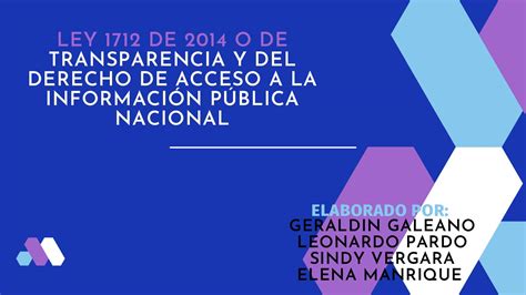 Calam O Ley De O De Transparencia Y Del Derecho De Acceso A