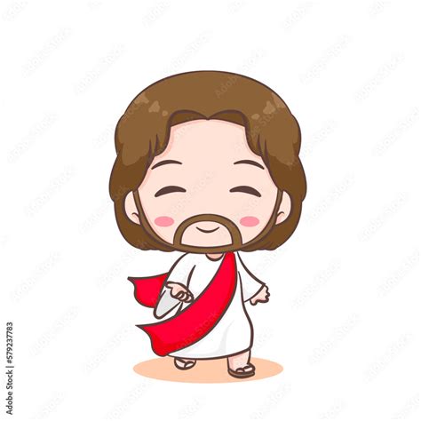 Cute Jesus Christ Cartoon Character Hand Drawn Chibi Character Clip