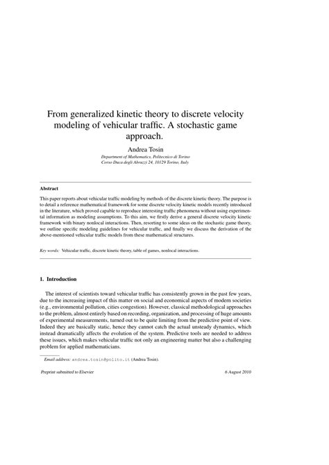 pdf from generalized kinetic theory to discrete velocity modeling of vehicular traffic a