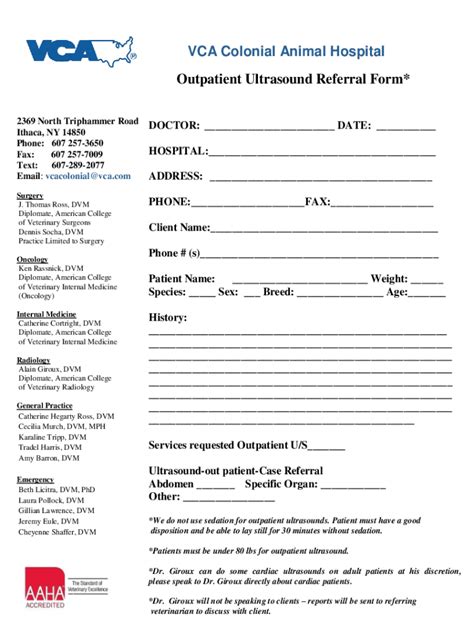 Fillable Online Ultrasound Referral Form Vcahospitals Fax Email