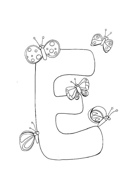 Coloriage Lettre E Et Papillons T L Charger Et Imprimer Gratuit Sur