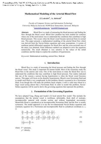 Mathematical Modeling Of The Arterial Blood Flow