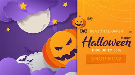 Banner De Oferta Especial De Dia Das Bruxas Vetor Premium