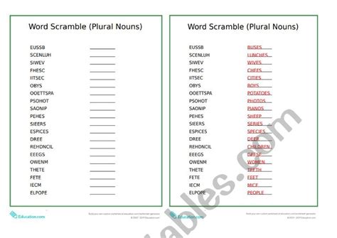 Printable Scrambled Words