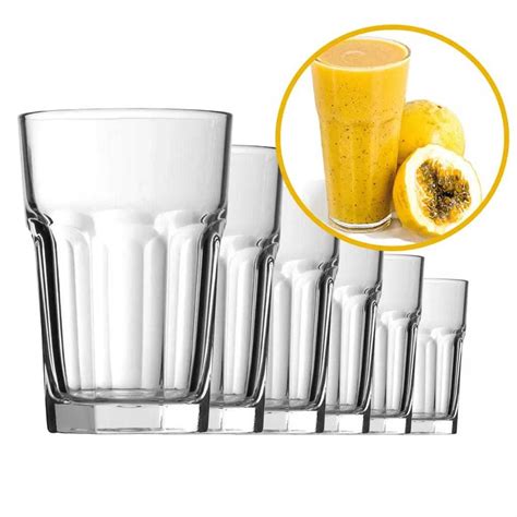 Jogo 6 Copos jade Vidro Kit Copo Grosso Para Suco Água Drink Cerveja