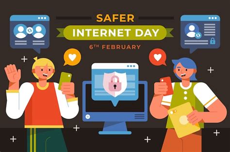 Fundo plano para o dia da internet mais segura Vetor Grátis
