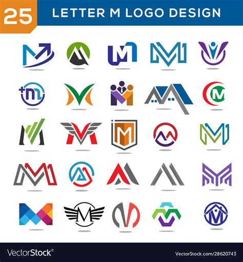 Letter M Logo Set Royalty Free Vector Image VectorStock