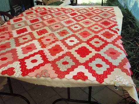 Hexagon Quilt Red And White Diamond Hexagon Quilt English Paper