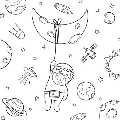 Illustration De Livre De Coloriage Astronaute Vecteur Gratuite