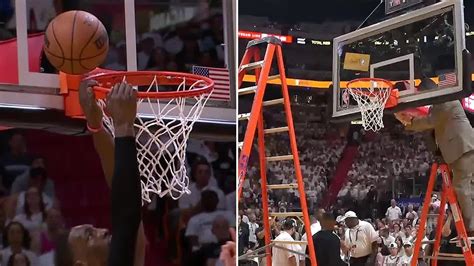 Bam Adebayo Makes The Rim Crooked Causing A Delay YouTube