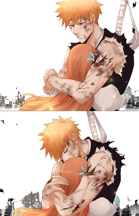 Inoue Orihime And Kurosaki Ichigo Bleach And More Drawn By Sela