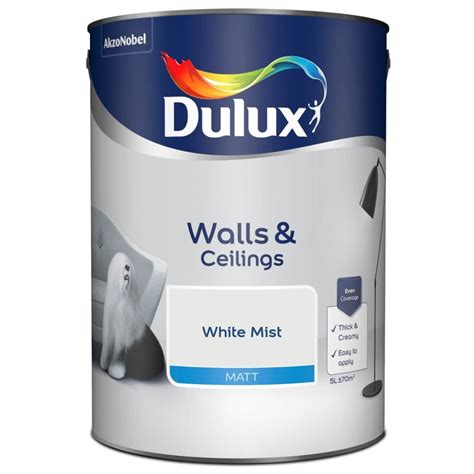 Dulux Matt Emulsion White Mist 5L Emulsion B M Stores