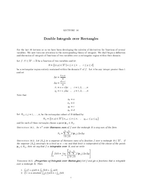 double integrals over rectangles riemann sum pdf integral function mathematics