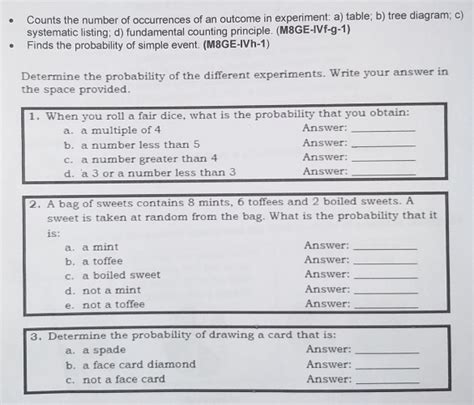 Solved Counts The Number Of Occurrences Of An Outcome In Experiment A