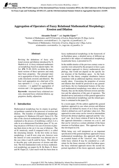 pdf aggregation of operators of fuzzy relational mathematical morphology erosion and dilation