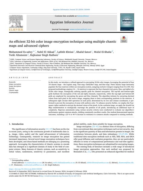 pdf an efficient 32 bit color image encryption technique using multiple chaotic maps and