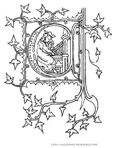 Illuminated Manuscript Letters Printable Alphabet Letters Letter A