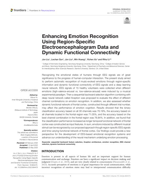 pdf enhancing emotion recognition using region specific electroencephalogram data and dynamic
