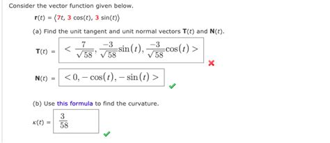 solved consider the vector function given below r t 7t