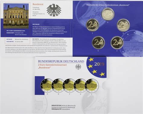 Bundesrepublik Deutschland 5 X 2 Euro 2019 ADFGJ 70 Jahre Bundesrat