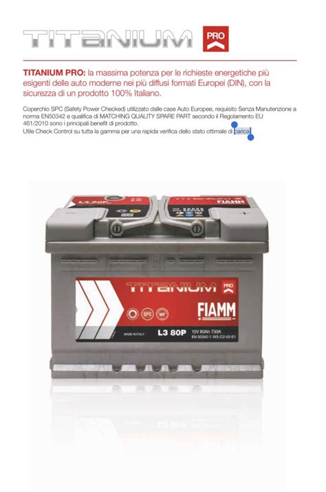 Batteria Auto Ah Fiamm L P Titanium Pro Spunto A Cm X