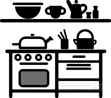 Free Black White Clipart Kitchen