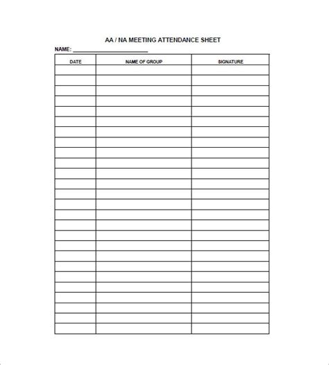 Attendance Sheet Template Business Mentor