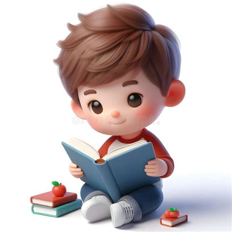 Pequena Crian A Lendo Um Livrinho Lendo Um Desenho De Livro Personagem