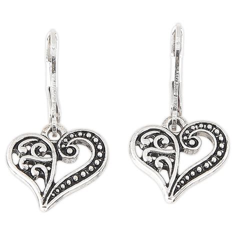 Heart Scroll Sterling Silver Plated Dangle Earrings Mardel 3961521
