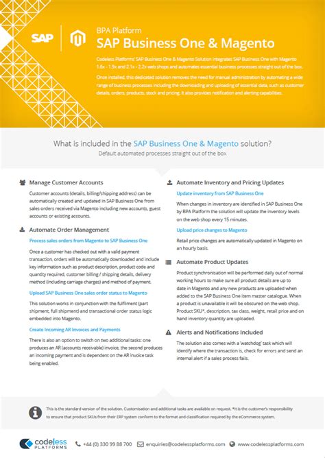 Magento SAP Business One Integration Solution Codeless Platforms