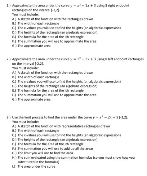 solved 1 approximate the area under the curve y x2 2x
