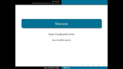 Aula 2 Exercícios a representação genérica de uma Matriz YouTube