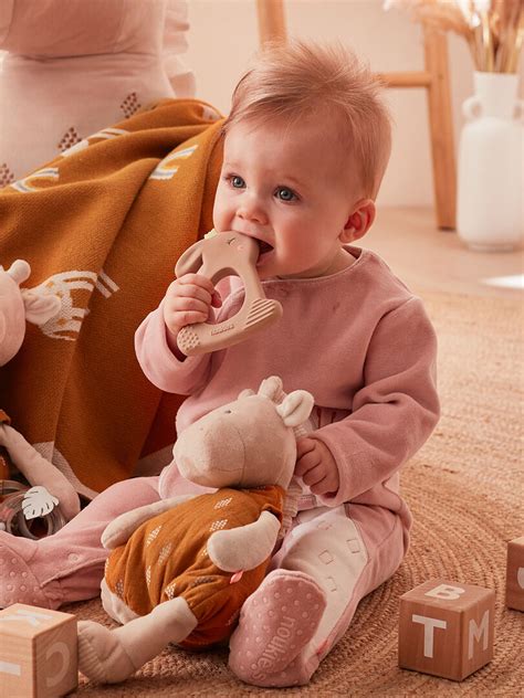 Peluche Small Tiga En Veloudoux Et Mousseline De Coton Bio Beige Ocre
