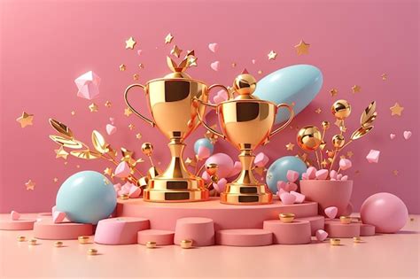 Os vencedores 3d mínimos taça de ouro vencedores de ouro estrelas