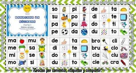 Excelente memorama de sílabas para preescolar primer y segundo grado