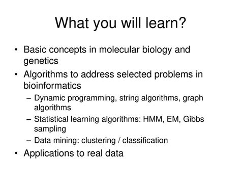 Lectures Introduction To Bioinformatics And Molecular Biology
