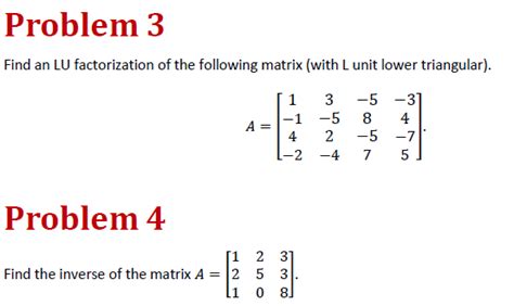 solved find an lu factorization of the following matrix