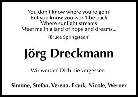 Traueranzeigen von Jörg Dreckmann noz Trauerportal
