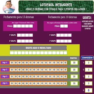 Planilha Inteligente Da Lotofácil 23 Dezenas Em 4 Jogos