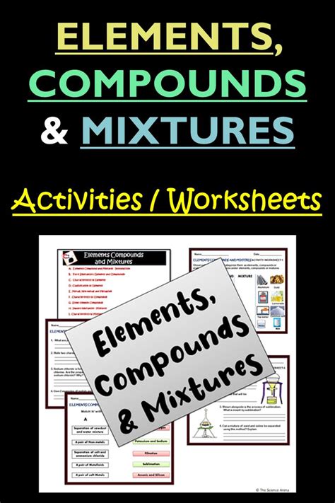 Elements Compound And Mixture Worksheets