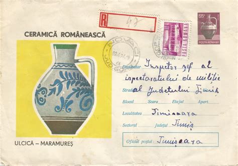 Romania Ceramica Romaneasca Ulcica Maramures Plic Circulat 1974